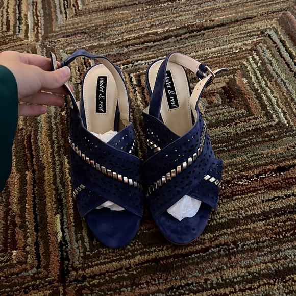 Violet & Red | Shoes | Blue Violet And Red Wedge Heels Never Worn 3 ...
